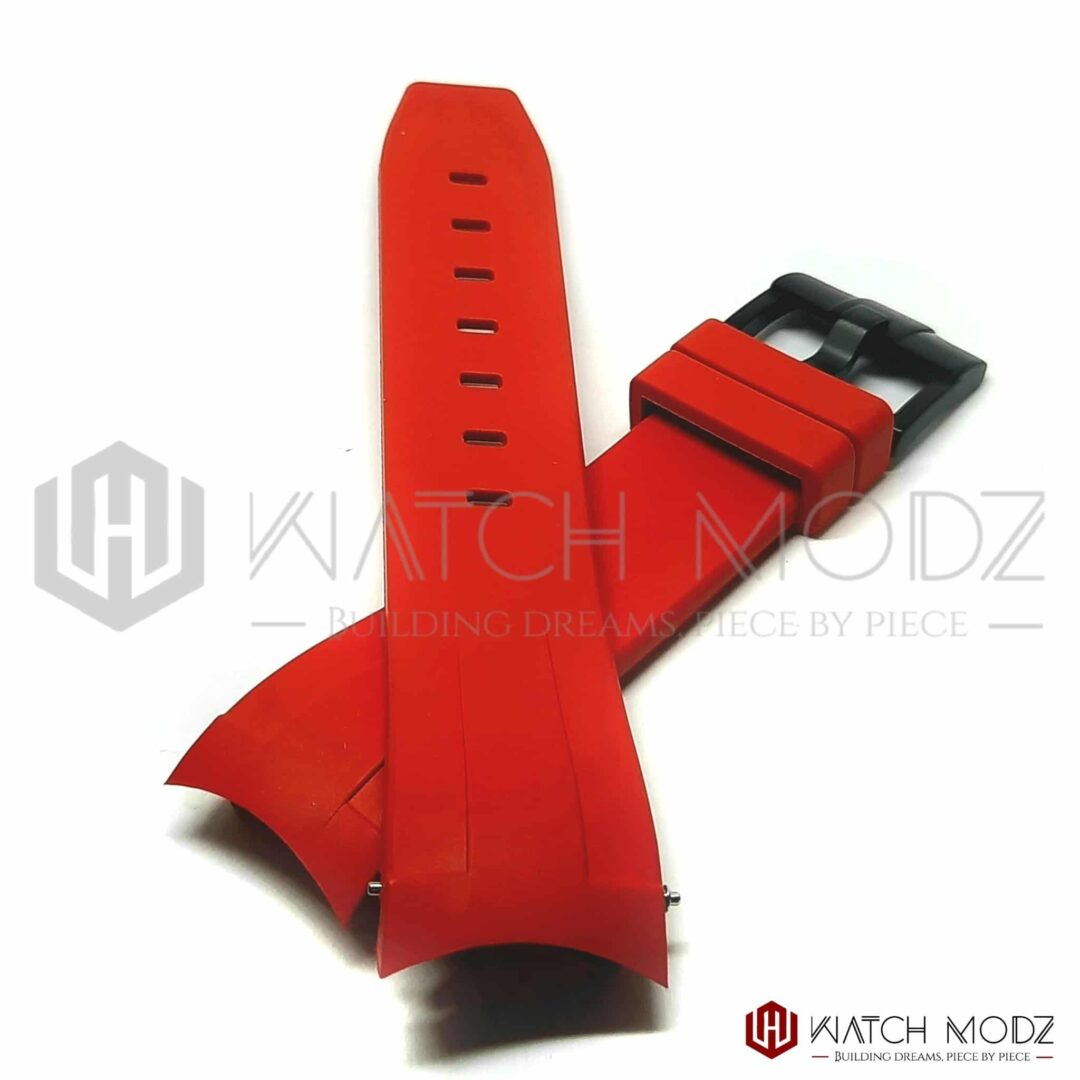 Red SKX007 Curved Rubber Strap - Seiko Mods - Watch-Modz